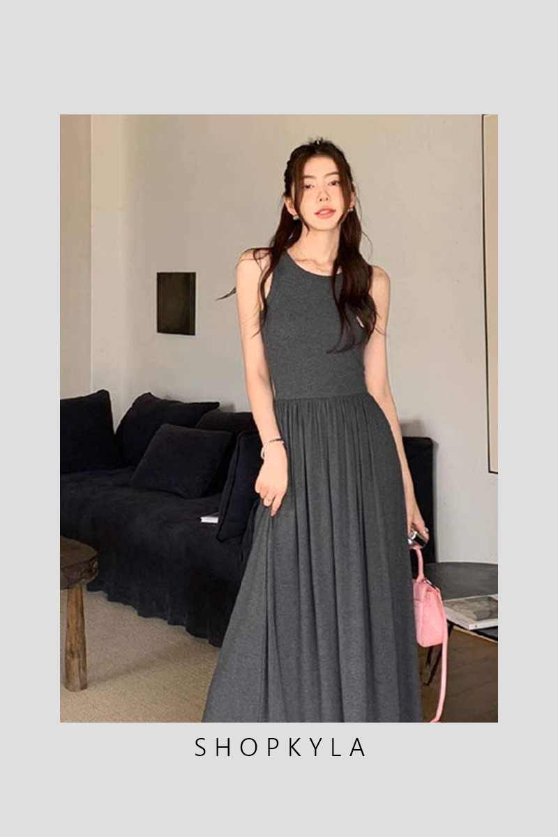 PREORDER - MAE LONG DRESS IN GREY | KYLA
